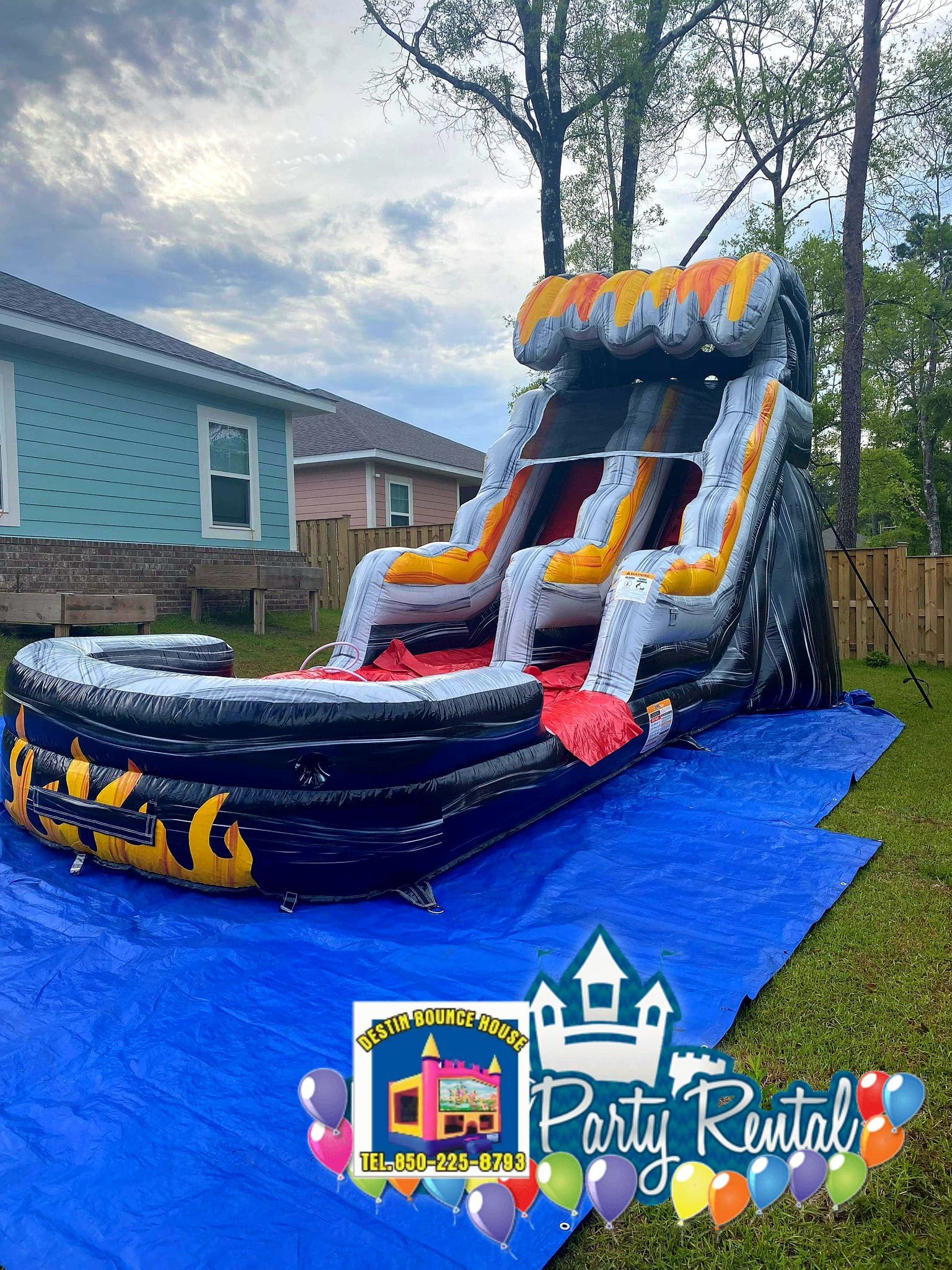Flame Water Slide 15foot - Destin Bounce House LLC & Inflatables Rentals