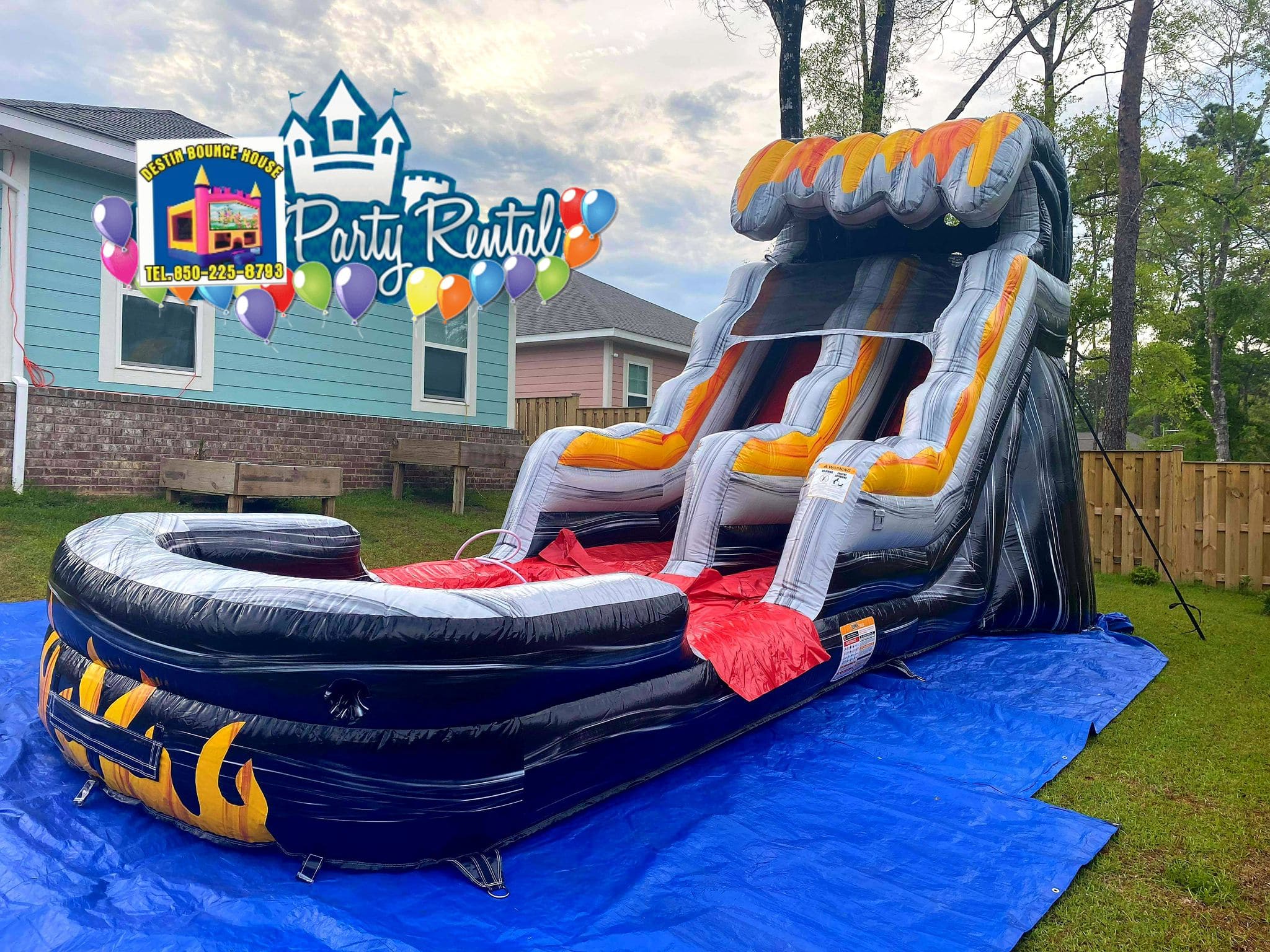 Flame Water Slide 15foot - Destin Bounce House LLC & Inflatables Rentals